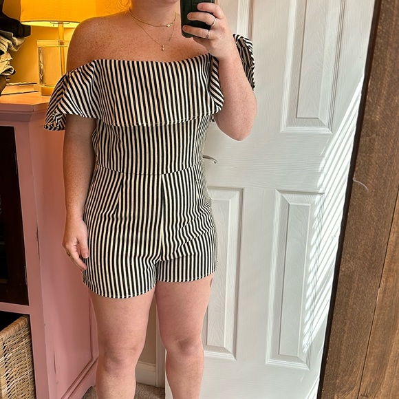 Sugarlips | Pants & Jumpsuits | Sugar Lips Striped Shorts Romper | Poshmark